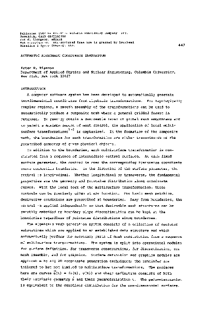 (PDF) Automatic algebraic coordinate generation