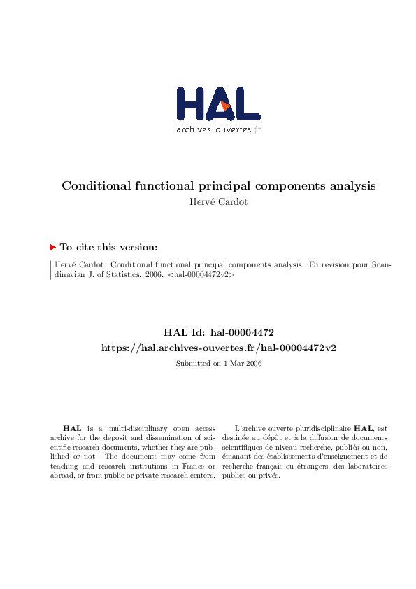 (PDF) Conditional Functional Principal Components Analysis