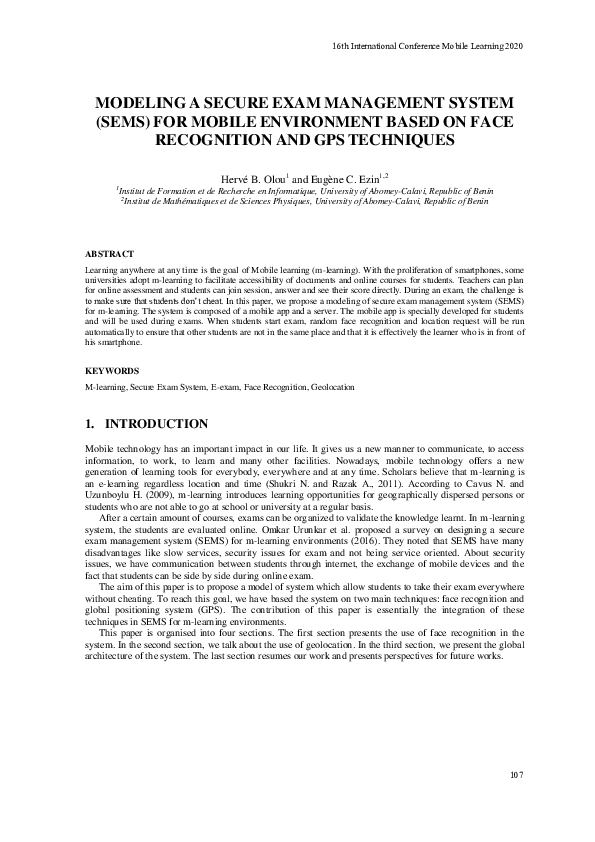 (PDF) Modeling a Secure Exam Management System (Sems) for Mobile ...