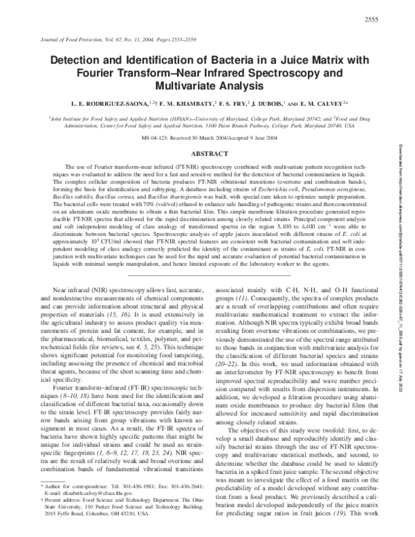 (PDF) Detection and Identification of Bacteria in a Juice Matrix with ...