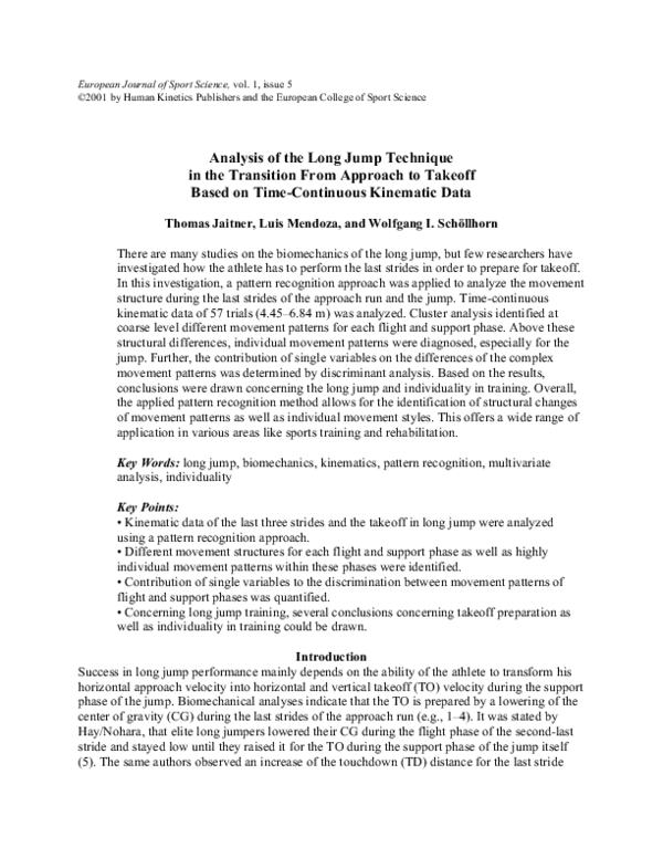 (PDF) Analysis of the long jump technique in the transition from ...