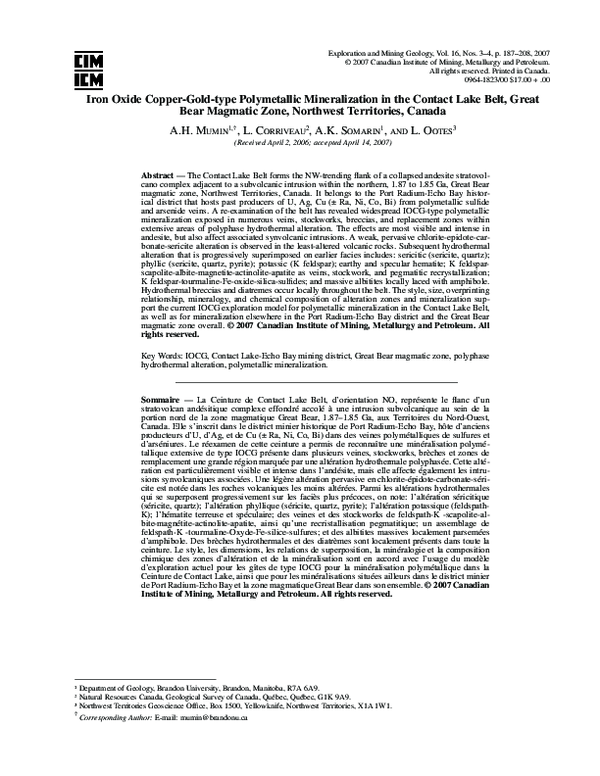 (PDF) Iron Oxide Copper-Gold-type Polymetallic Mineralization in the ...