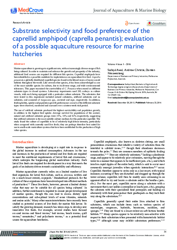 (PDF) Substrate Selectivity and Food Preference of the Caprellid ...