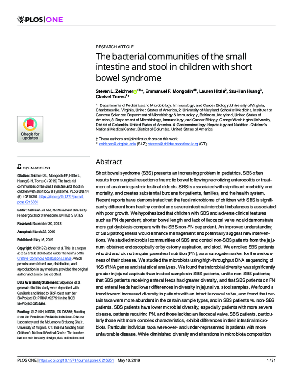 (PDF) The bacterial communities of the small intestine and stool in ...