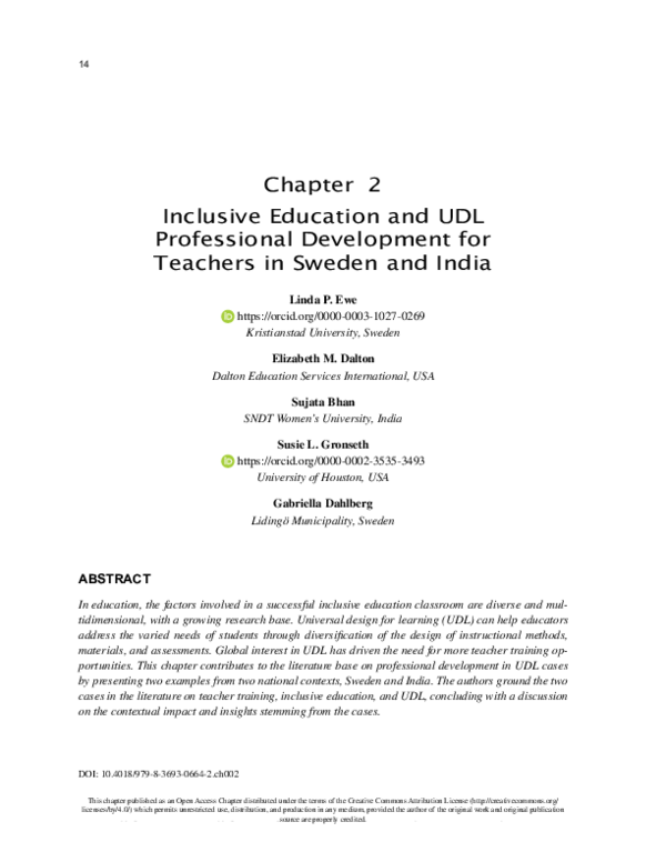 (PDF) Inclusive Education and UDL Professional Development for Teachers ...