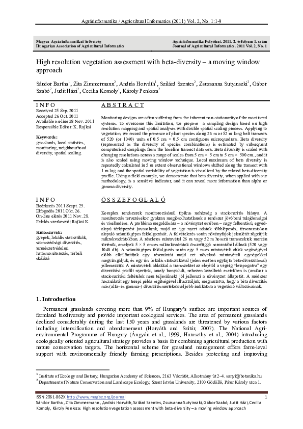 (PDF) High resolution vegetation assessment with beta-diversity – a ...