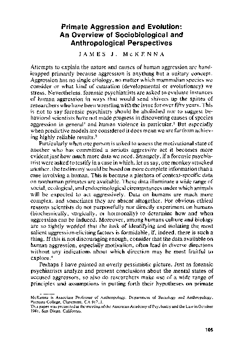 (PDF) Primate aggression and evolution: an overview of sociobiological ...