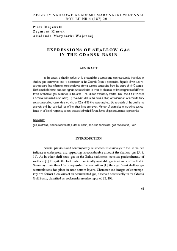 (PDF) Expressions of shallow gas in the Gdansk Basin