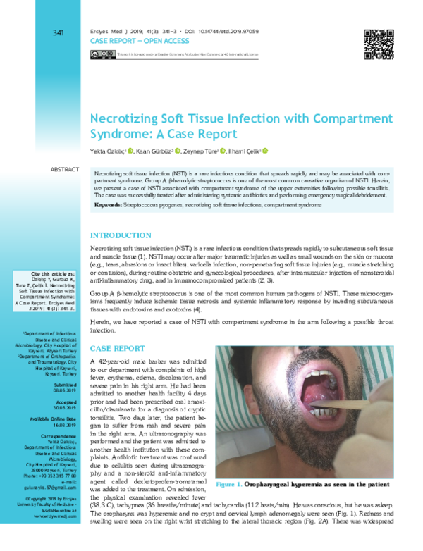 (PDF) Necrotizing Soft Tissue Infection with Compartment Syndrome: A ...