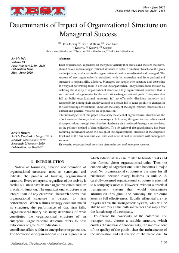 (PDF) Determinants of Impact of Organizational Structure on Managerial ...