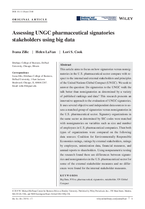 (PDF) Assessing UNGC pharmaceutical signatories stakeholders using big data
