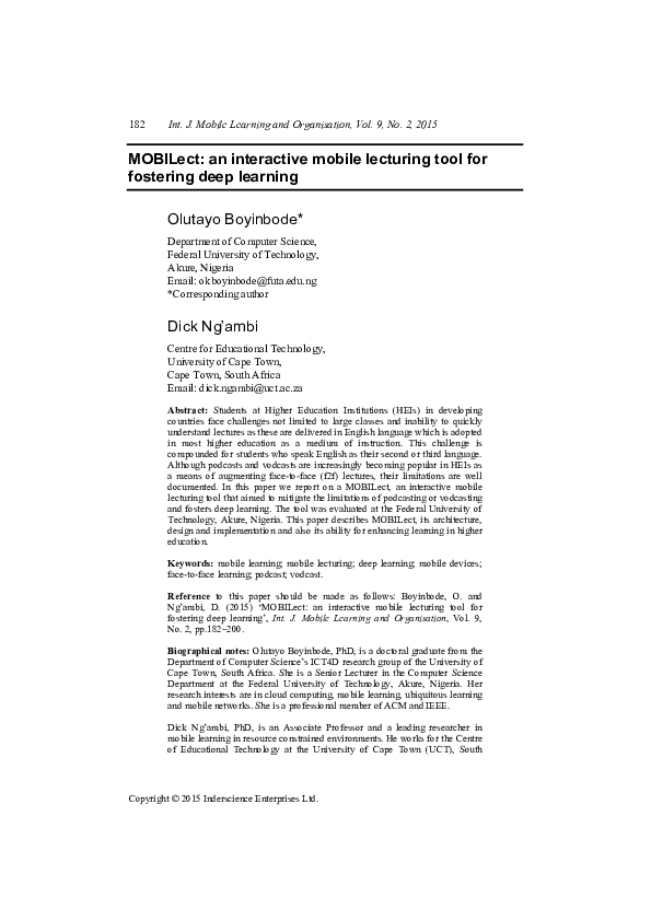 (PDF) MOBILect: an interactive mobile lecturing tool for fostering deep ...