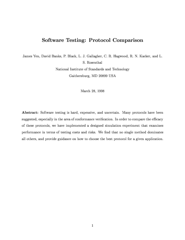 (PDF) Software testing: Protocol comparison