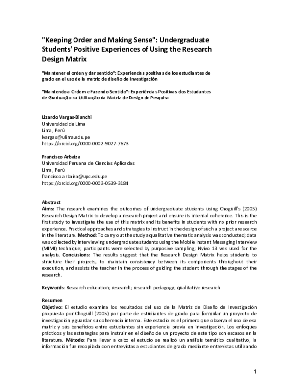(PDF) Keeping Order and Making Sense": Undergraduate Students' Positive Experiences of Using the ...