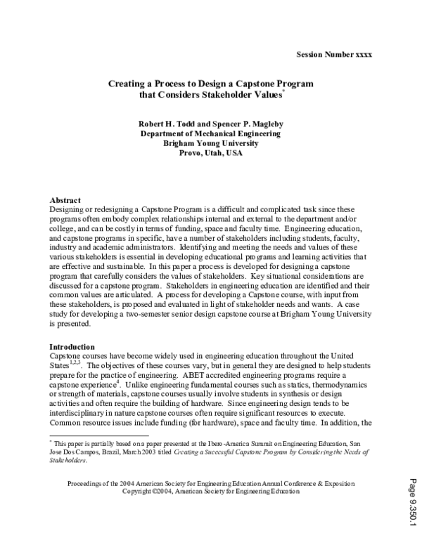 (PDF) Creating A Process To Design A Capstone Program That Considers ...