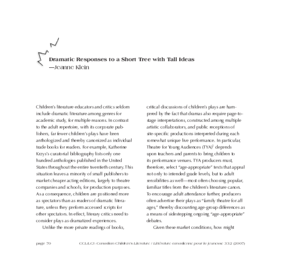 (PDF) Dramatic Responses to a Short Tree with Tall Ideas