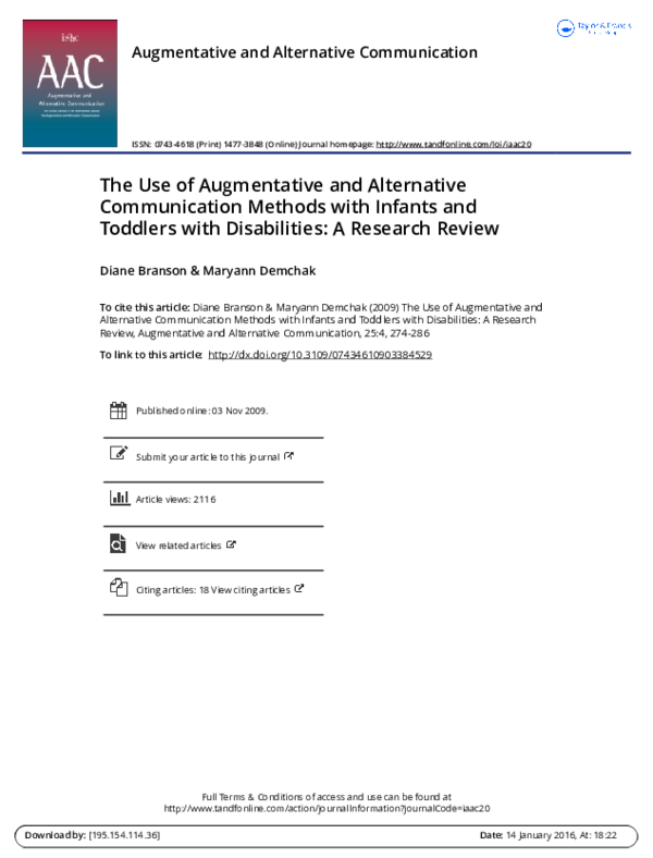 (PDF) The Use of Augmentative and Alternative Communication Methods with Infants and Toddlers ...