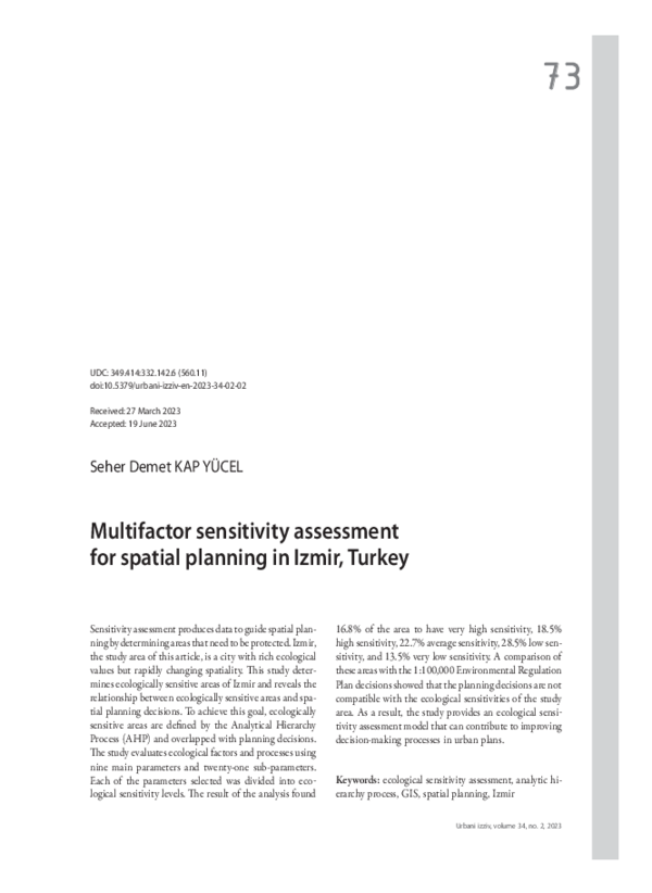 (PDF) Multifactor sensitivity assessment for spatial planning in Izmir ...