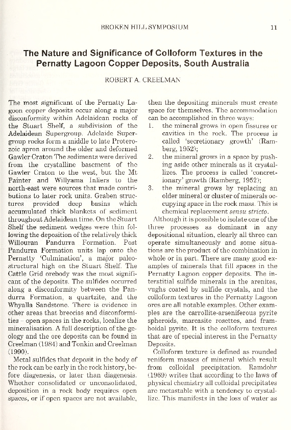 (PDF) The nature and significance of colloform textures in the Pernatty ...
