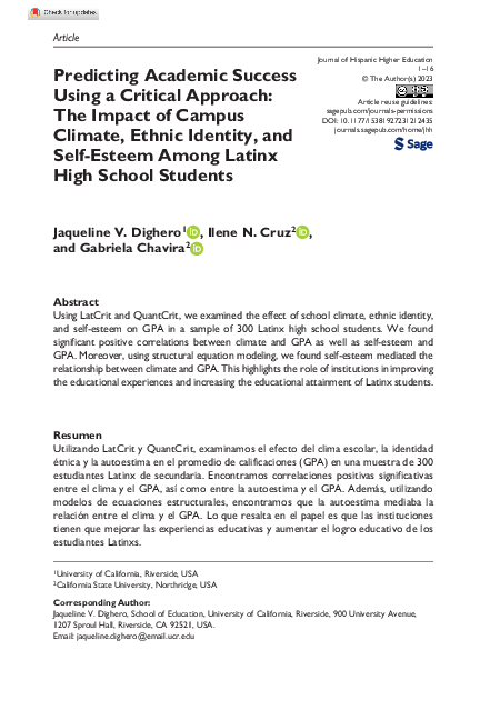 (PDF) Predicting Academic Success Using a Critical Approach: The Impact of Campus Climate ...