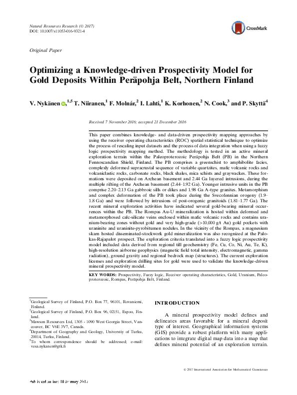 (PDF) Optimizing a Knowledge-driven Prospectivity Model for Gold ...