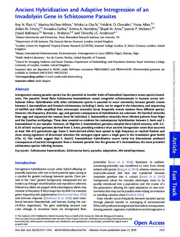 (PDF) Ancient Hybridization and Adaptive Introgression of an ...