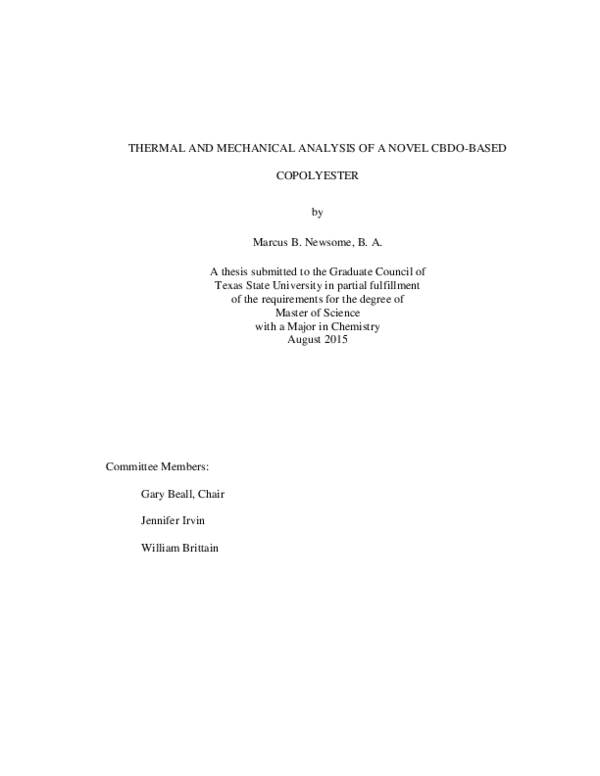 (PDF) Thermal and Mechanical Analysis of a Novel CBDO-Based Copolyester