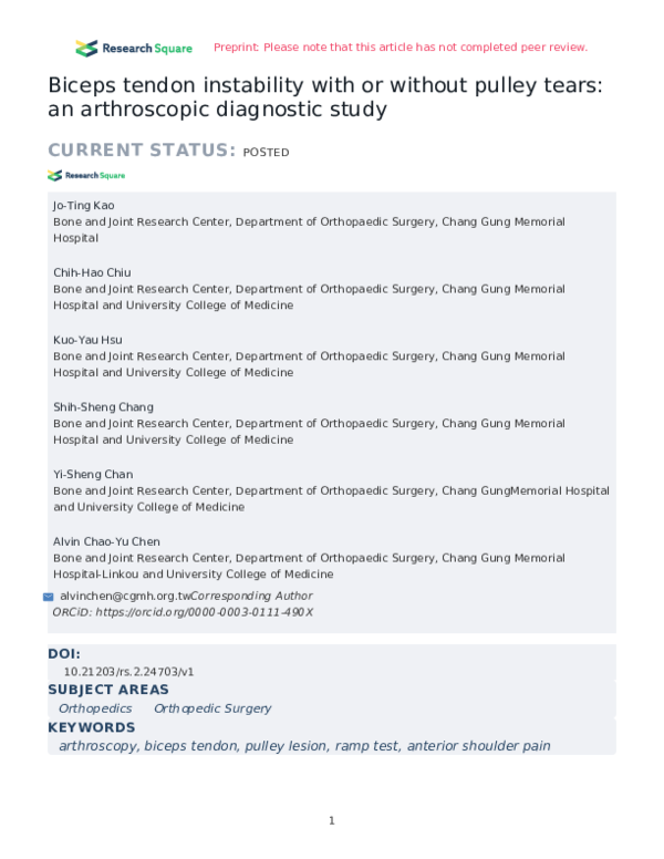 (PDF) Biceps tendon instability with or without pulley tears: an ...