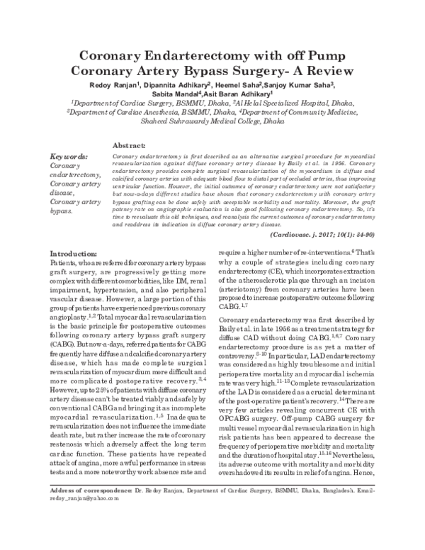 (PDF) Coronary Endarterectomy with off Pump Coronary Artery Bypass ...