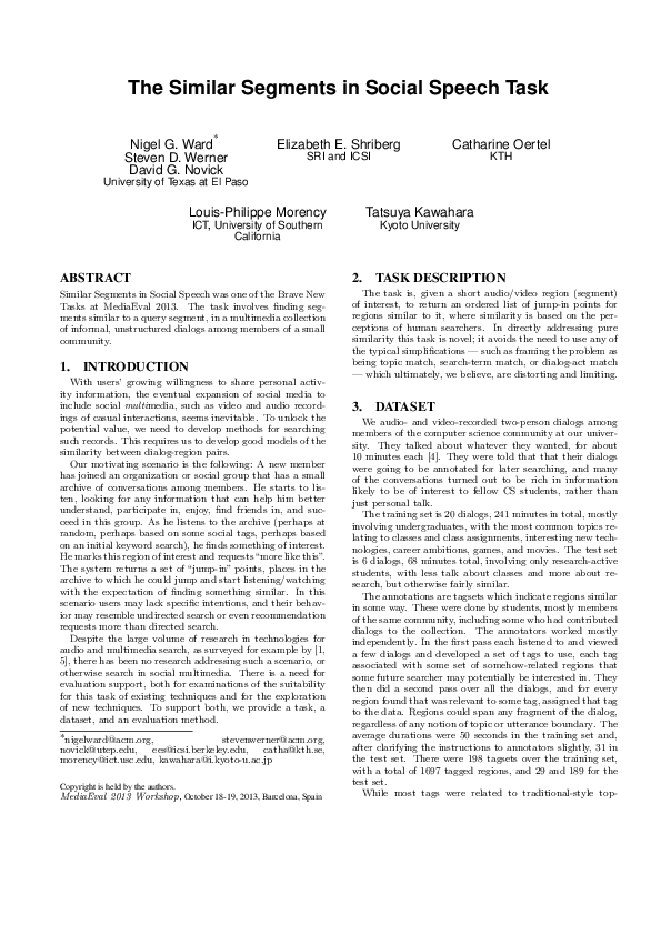 (PDF) The Similar Segments in Social Speech Task | Elizabeth Shriberg ...