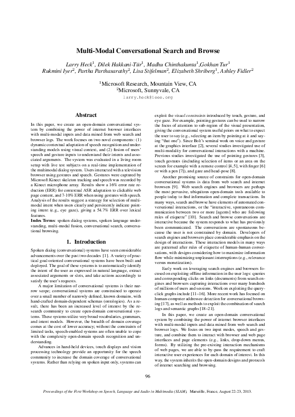 (PDF) Multimodal conversational search and browse