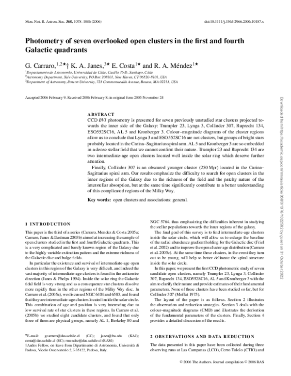 (PDF) Photometry of seven overlooked open clusters in the first and ...