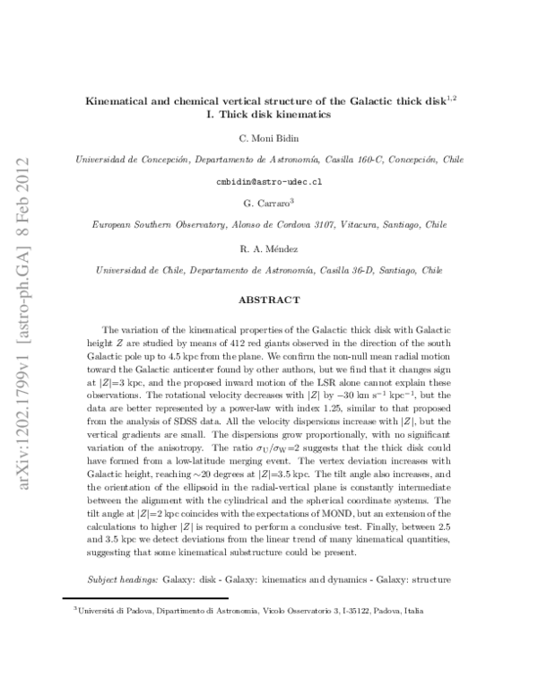 (PDF) Kinematical and Chemical Vertical Structure of the Galactic Thick Disk. I. Thick Disk ...