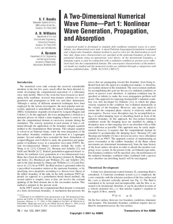 (PDF) A Two-Dimensional Numerical Wave Flume—Part 1: Nonlinear Wave Generation, Propagation, and ...
