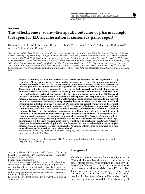 (PDF) The ‘effectiveness’ scale—therapeutic outcome of pharmacologic ...
