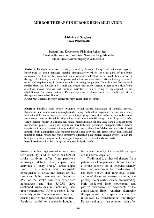 (PDF) Mirror Therapy in Stroke Rehabilitation