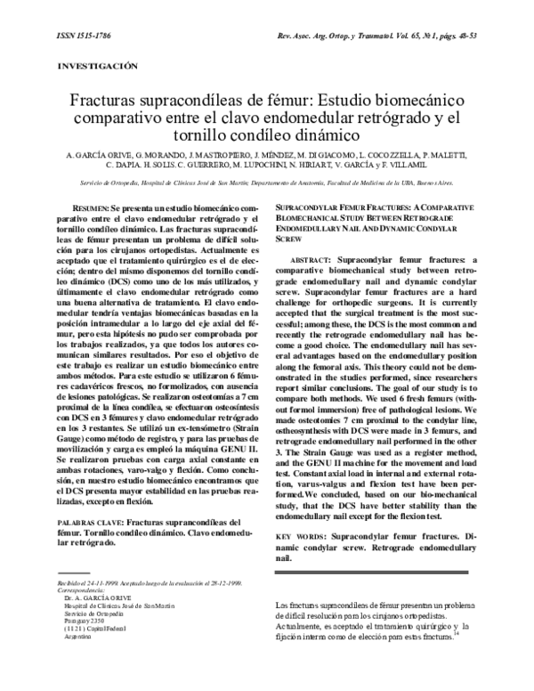 (PDF) Fracturas supracondíleas de fémur: estudio biomec nico ...