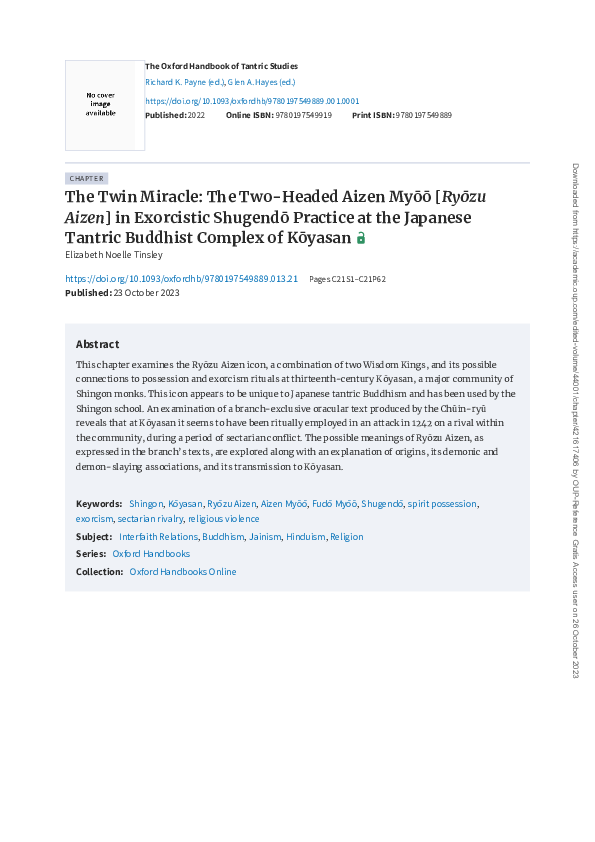 (PDF) The Twin Miracle: The Two-Headed Aizen Myōō [Ryōzu Aizen] in Exorcistic Shugendō Practice ...