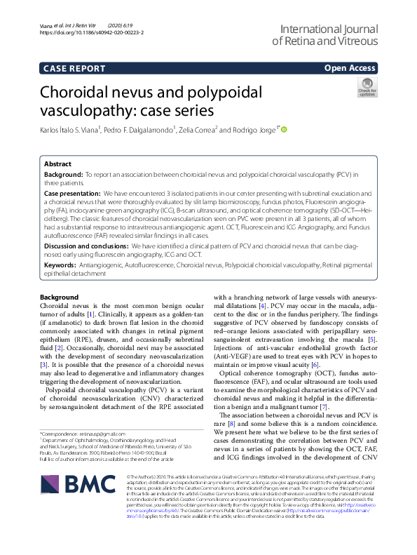 (PDF) Choroidal nevus and polypoidal vasculopathy: case series
