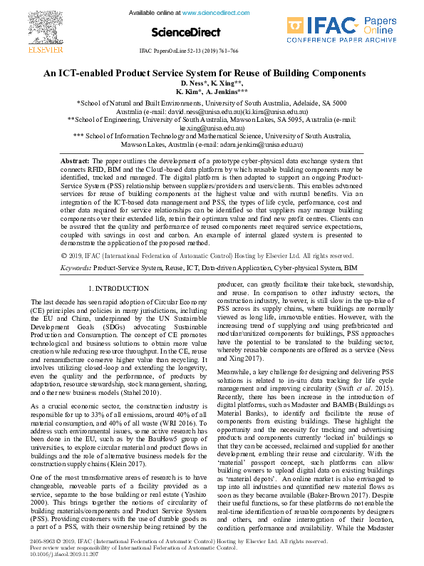 (PDF) An ICT-enabled Product Service System for Reuse of Building ...