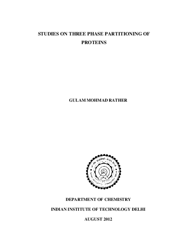 (PDF) Studies on three phase partitioning of proteins