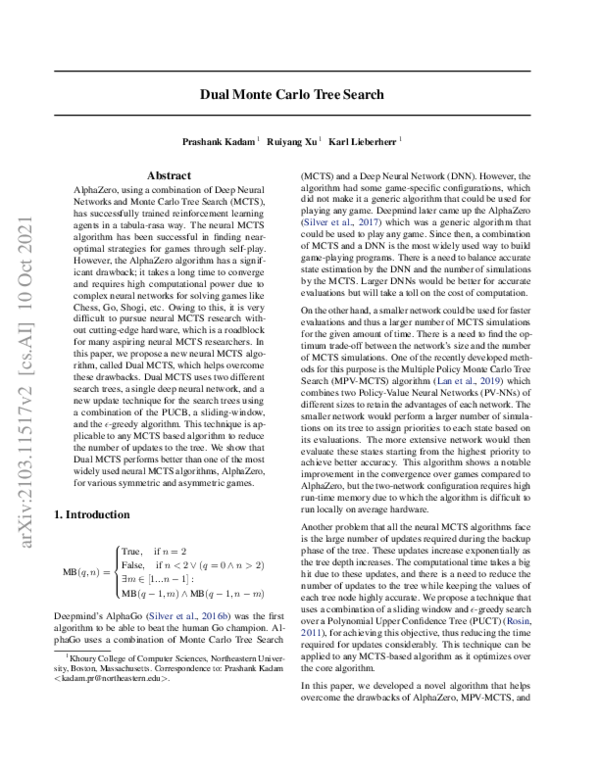 (PDF) Dual Monte Carlo Tree Search