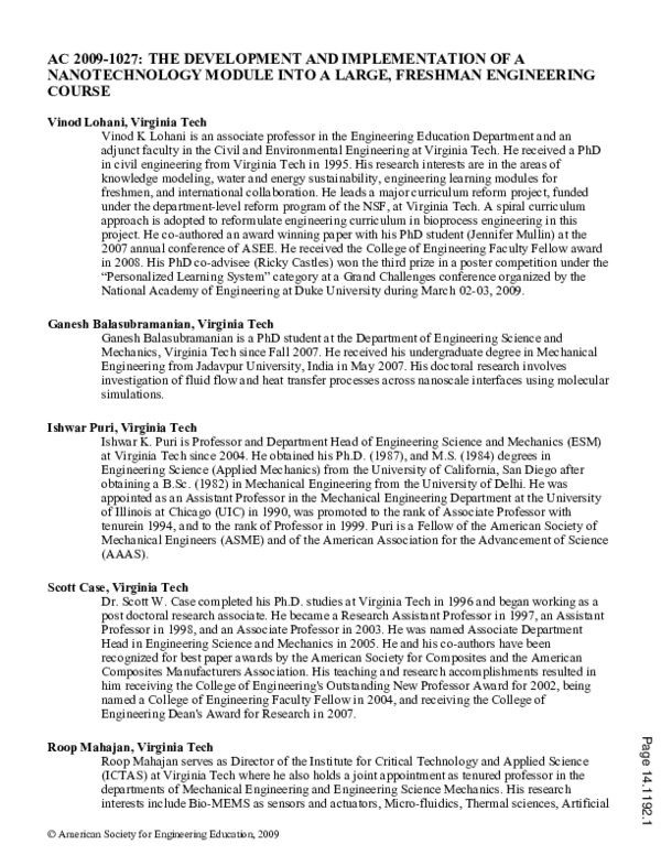 (PDF) The Development and Implementation of a Nanotechnology Module ...