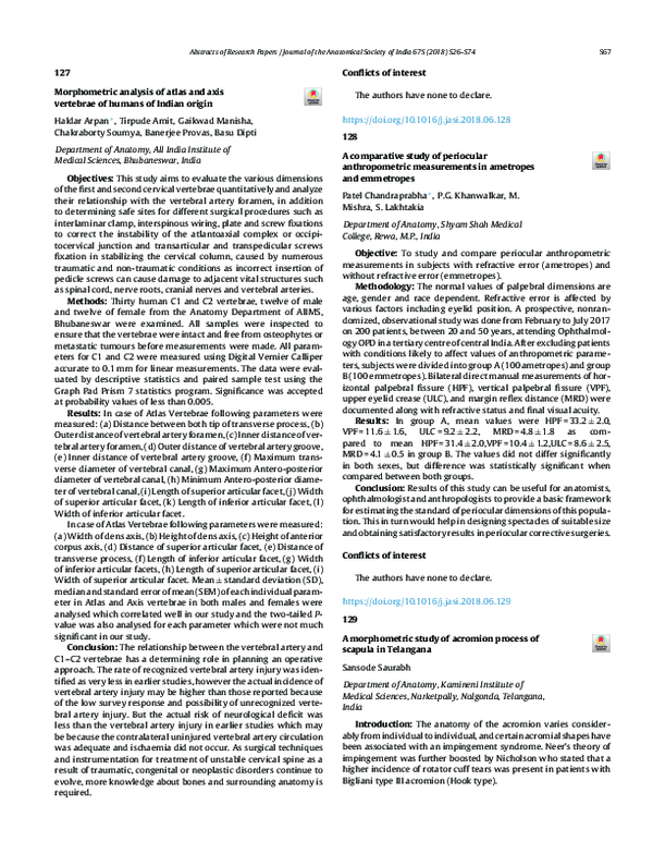 (PDF) Morphometric analysis of atlas and axis vertebrae of humans of ...