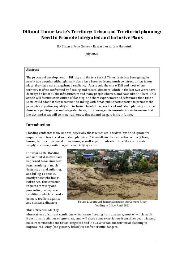 (PDF) Dili and Timor-Leste's Territory: Urban and Territorial planning ...