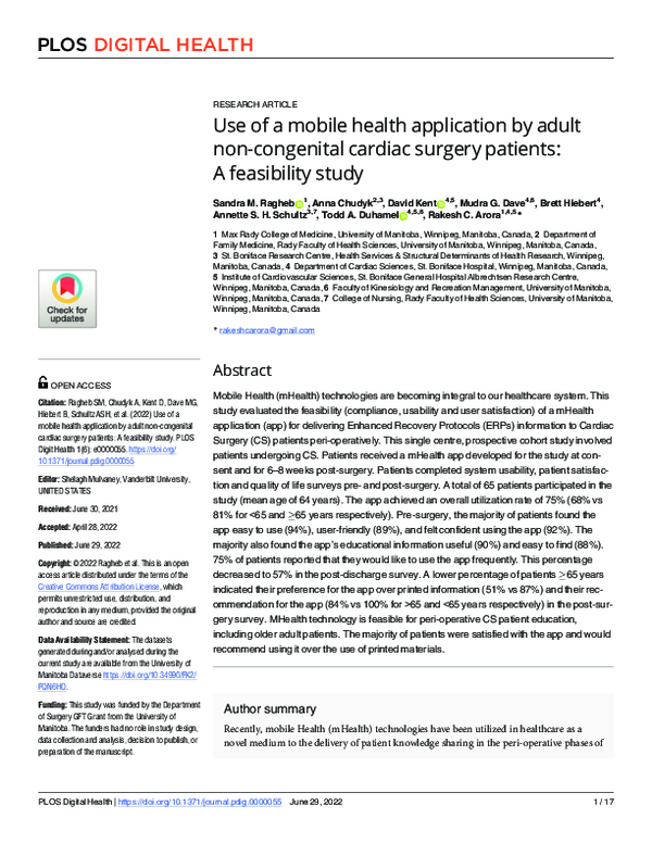 (PDF) Use of a mobile health application by adult non-congenital cardiac surgery patients: A ...
