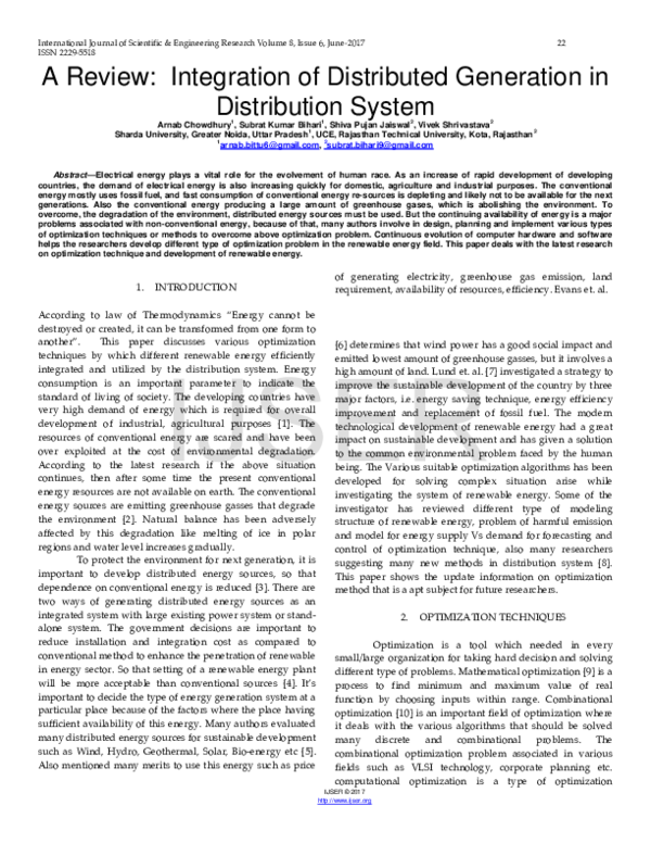 (PDF) A Review: Integration of Distributed Generation in Distribution System | subrat kumar ...
