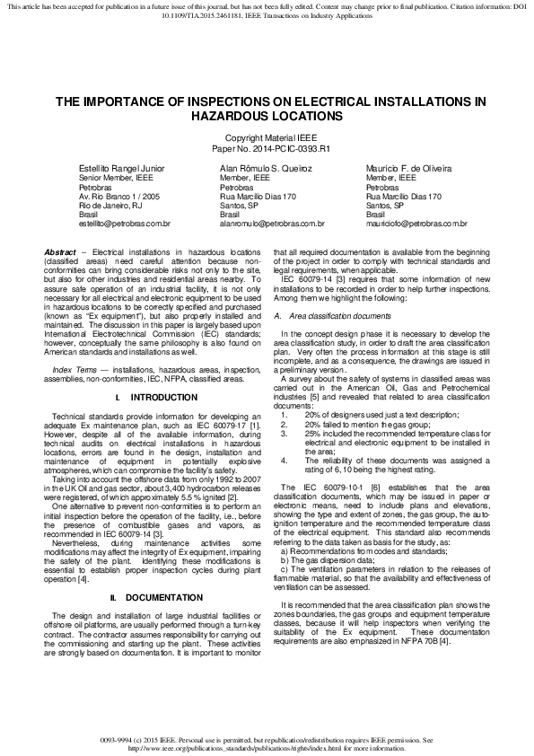 (PDF) The Importance of Inspections on Electrical Installations in ...
