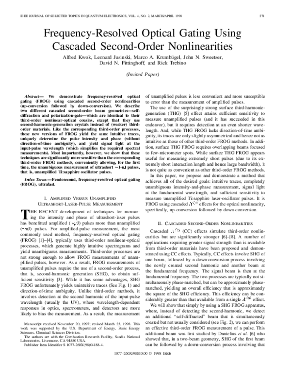 (PDF) Frequency-resolved optical gating using cascaded second-order nonlinearities