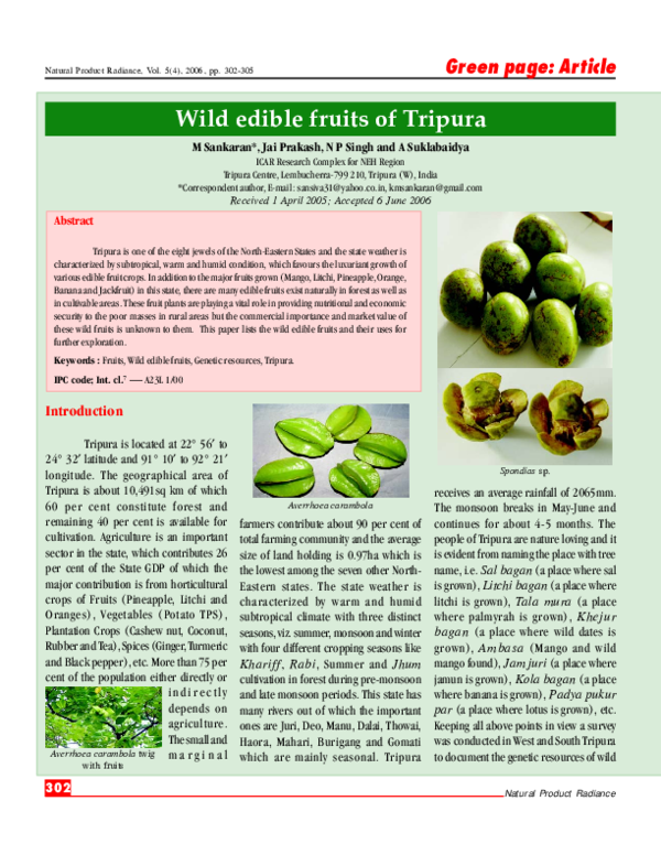 (PDF) Wild edible fruits of Tripura